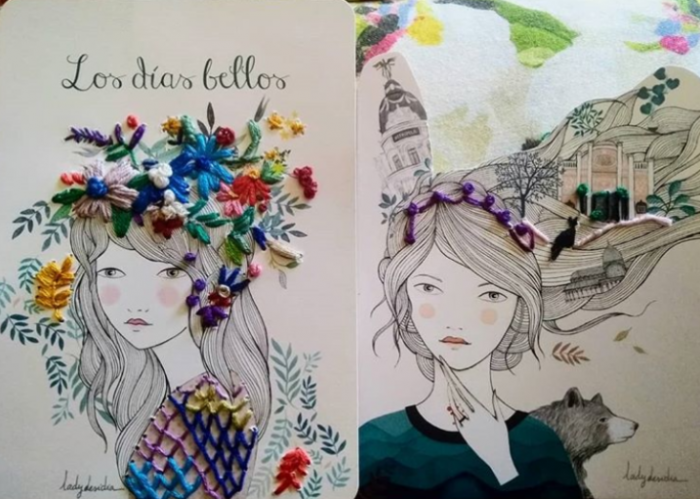 Bordando ilustraciones de Lady Desidia - Barbiegirl Travels & Arts ...